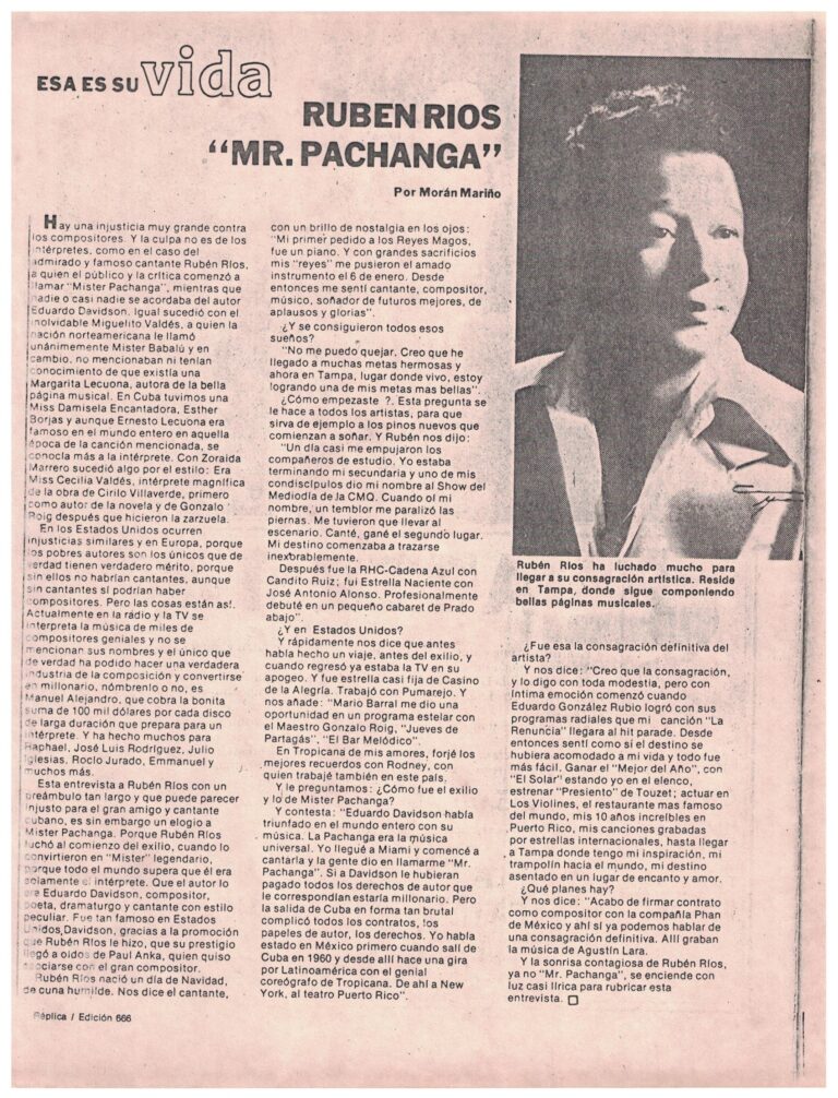 Entrevista de Ruben Rios por Moran Mariño | Ruben Rios Mr. Pachanga